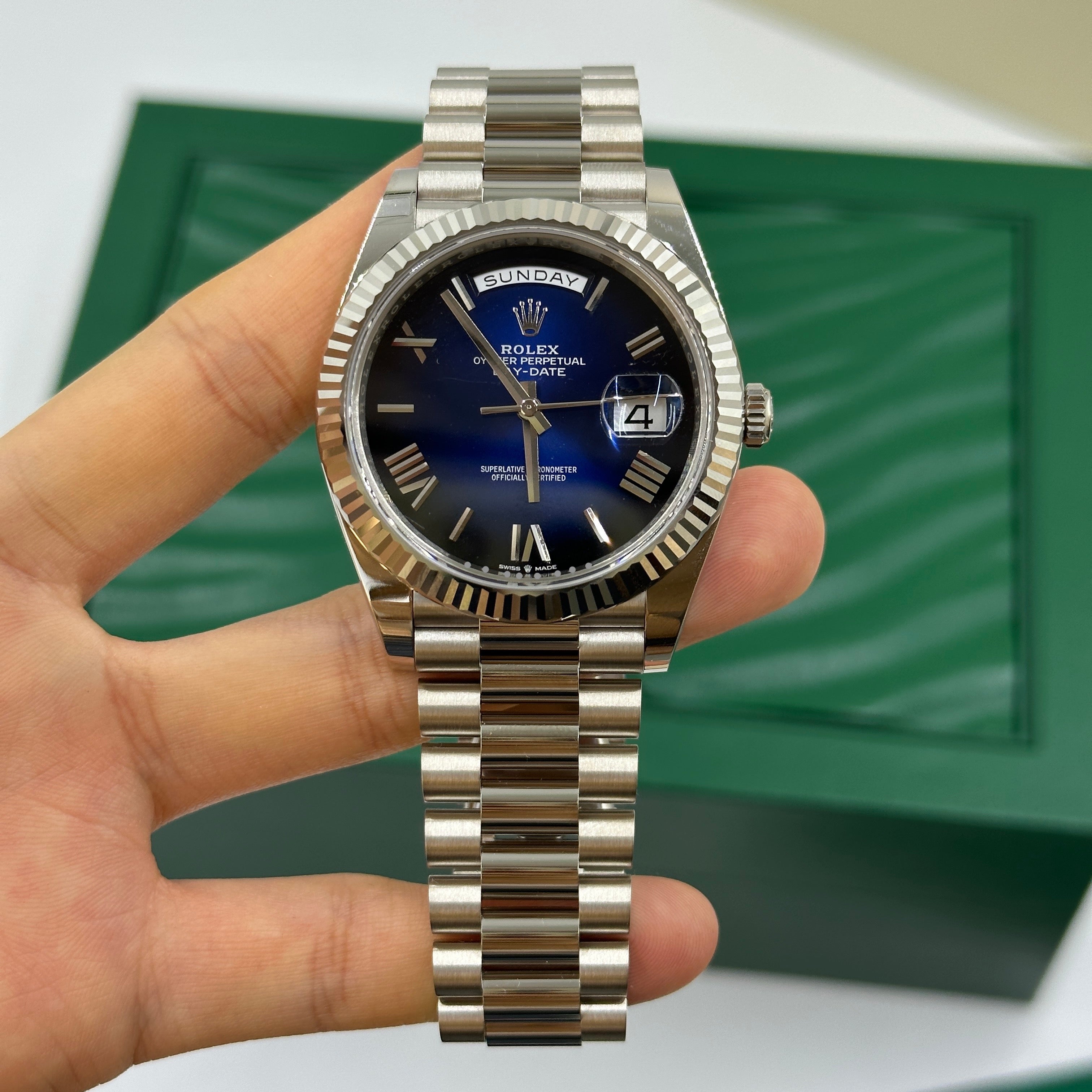 Rolex Day-Date 40228239 Blue Ombre Roman – EW Watches