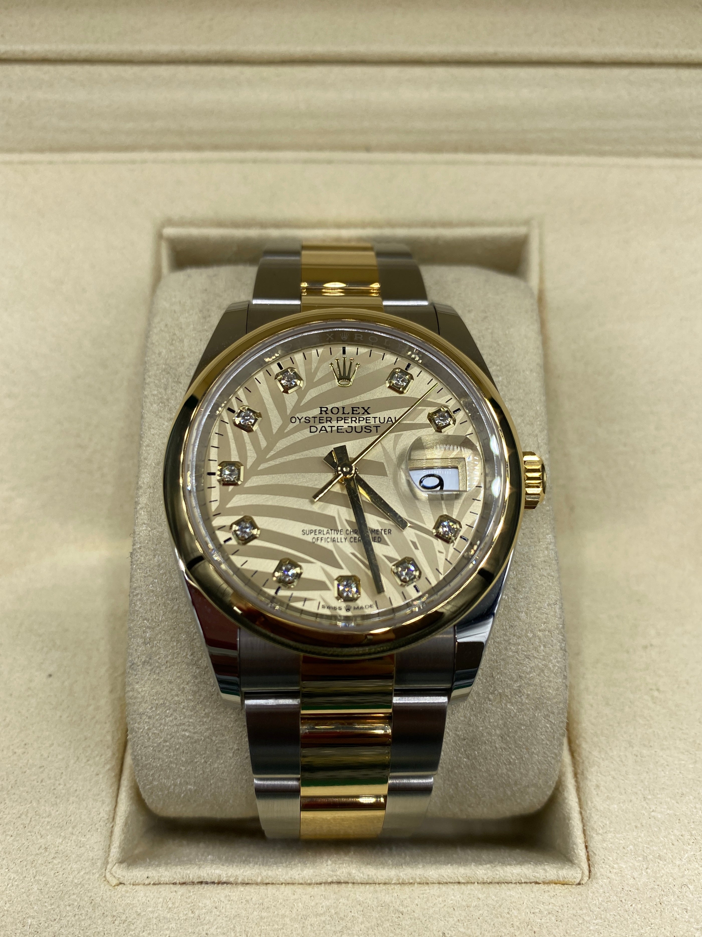 Rolex Datejust 36 126203G Champagne Palm Oyster 2024 – EW Watches